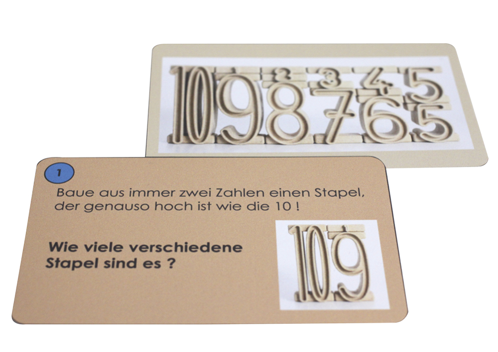 Aufgaben-Karten für Stapel-Zahlen "Zahl-auf-Zahl", 42-tlg. | 92577